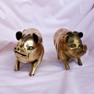 Antique French Bronze Pig Sculptures: Pair of Art Deco Figurines Home ...