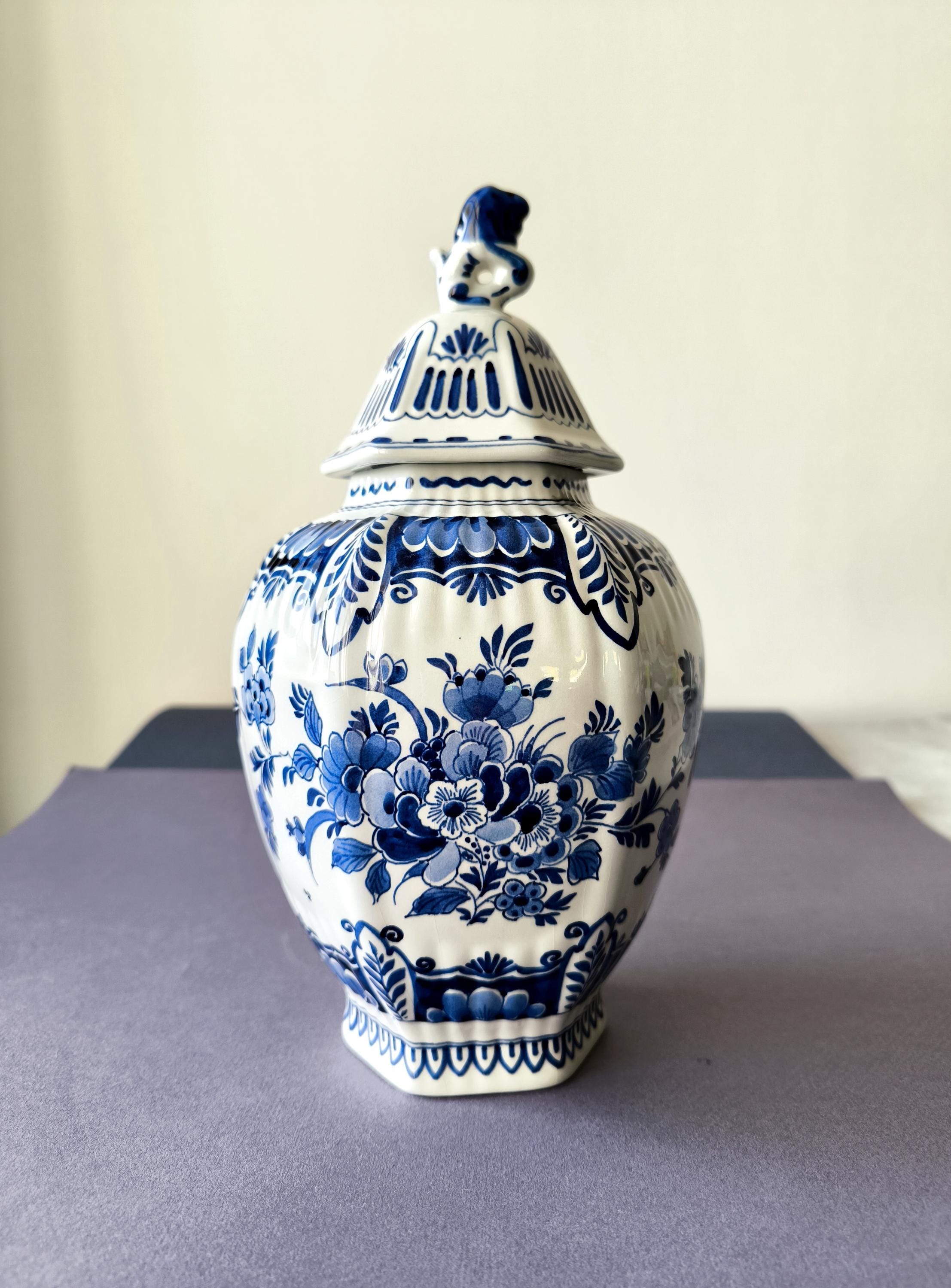Authentic Royal Delft Vase 1978 Hand Painted Lidded Vase Floral Motive ...