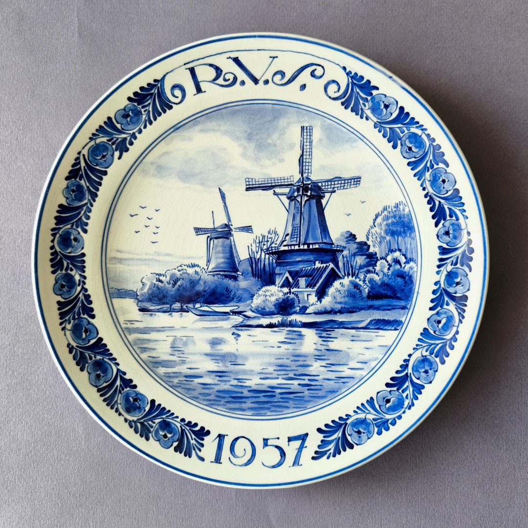 Authentic Royal Delft 1958 Hand Painted Decorative Plate - Traditional ...