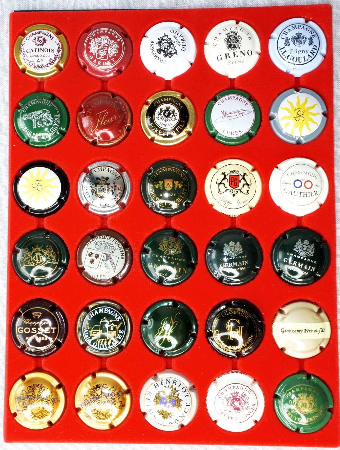 French Champagne Capsules Set of 30 Pcs With Insert Tray, Muselet ...