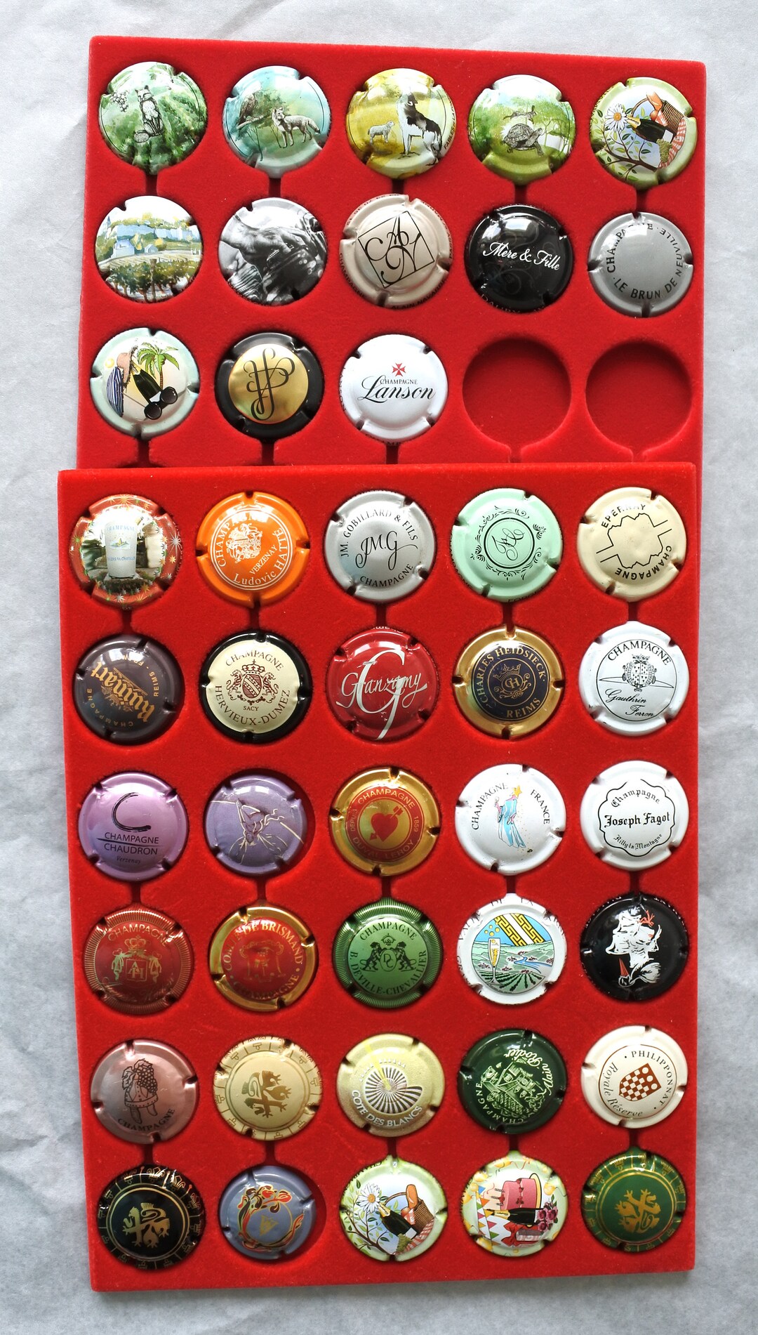 French Champagne Capsules Set of 43 Pcs With Insert Tray, Muselet ...