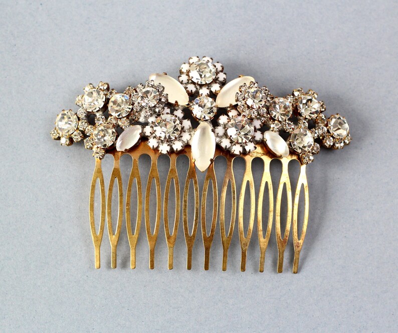 Art Nouveau Hair Comb, Bridal Hair Comb, Vintage Rhinestone Hair Comb ...
