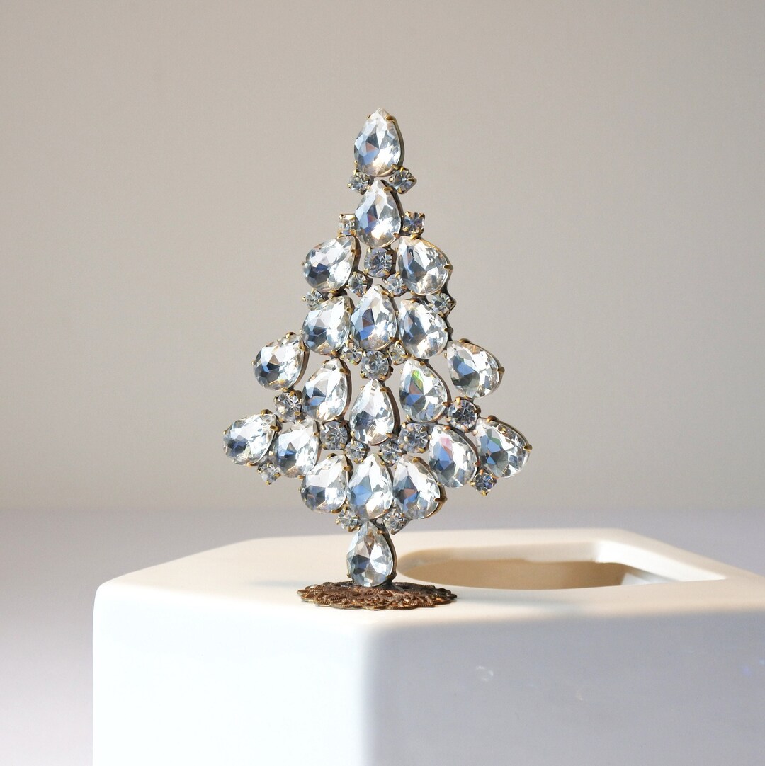 Rhinestone Table Top Vintage Christmas Tree, Jewelry Tree, Czech ...