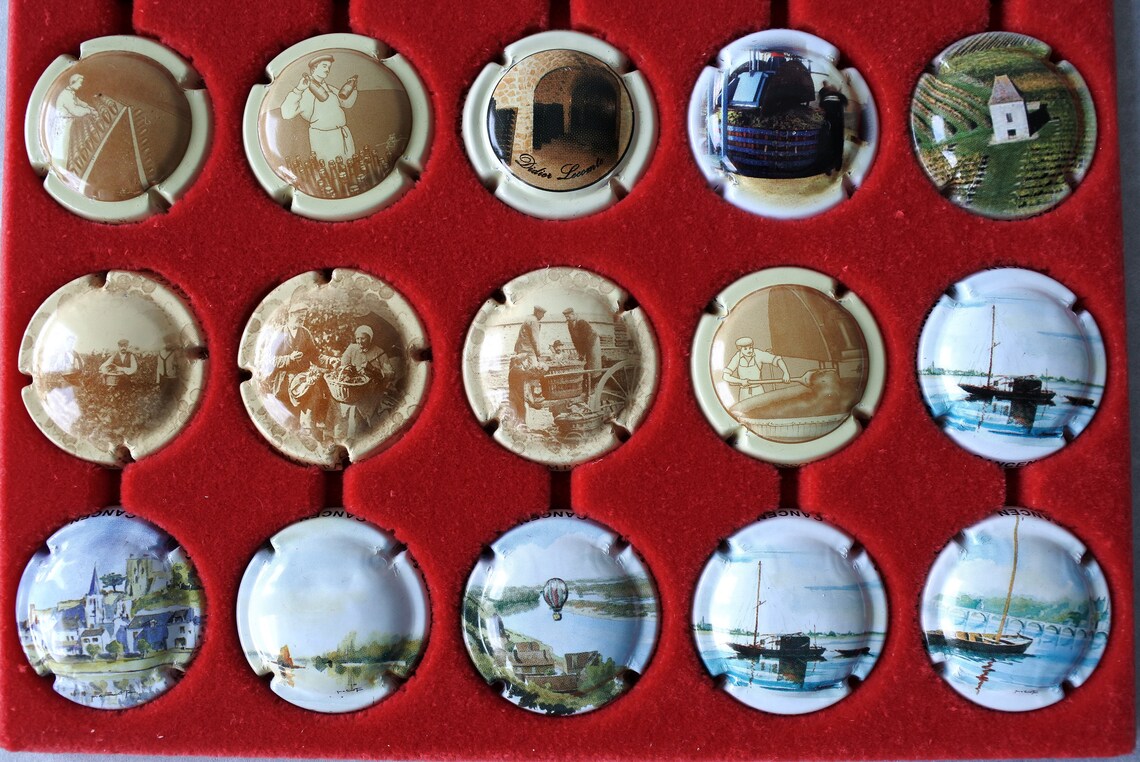 French Champagne Capsules Set of 30 Pcs With Insert Tray, Muselet ...