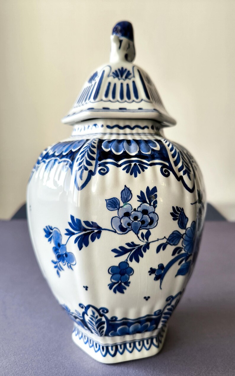 Authentic Royal Delft Vase 1978 Hand Painted Lidded Vase Floral Motive ...