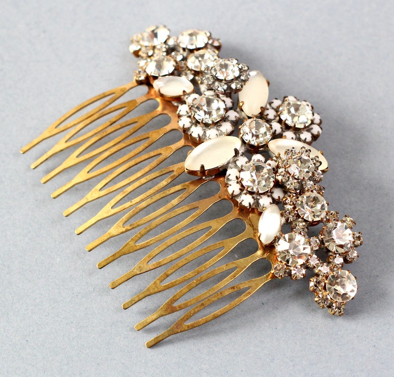 Art Nouveau Hair Comb, Bridal Hair Comb, Vintage Rhinestone Hair Comb ...