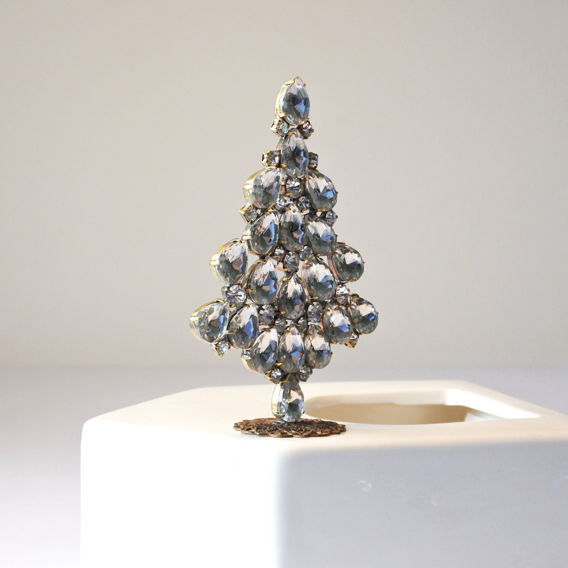 Rhinestone Table Top Vintage Christmas Tree, Jewelry Tree, Czech ...