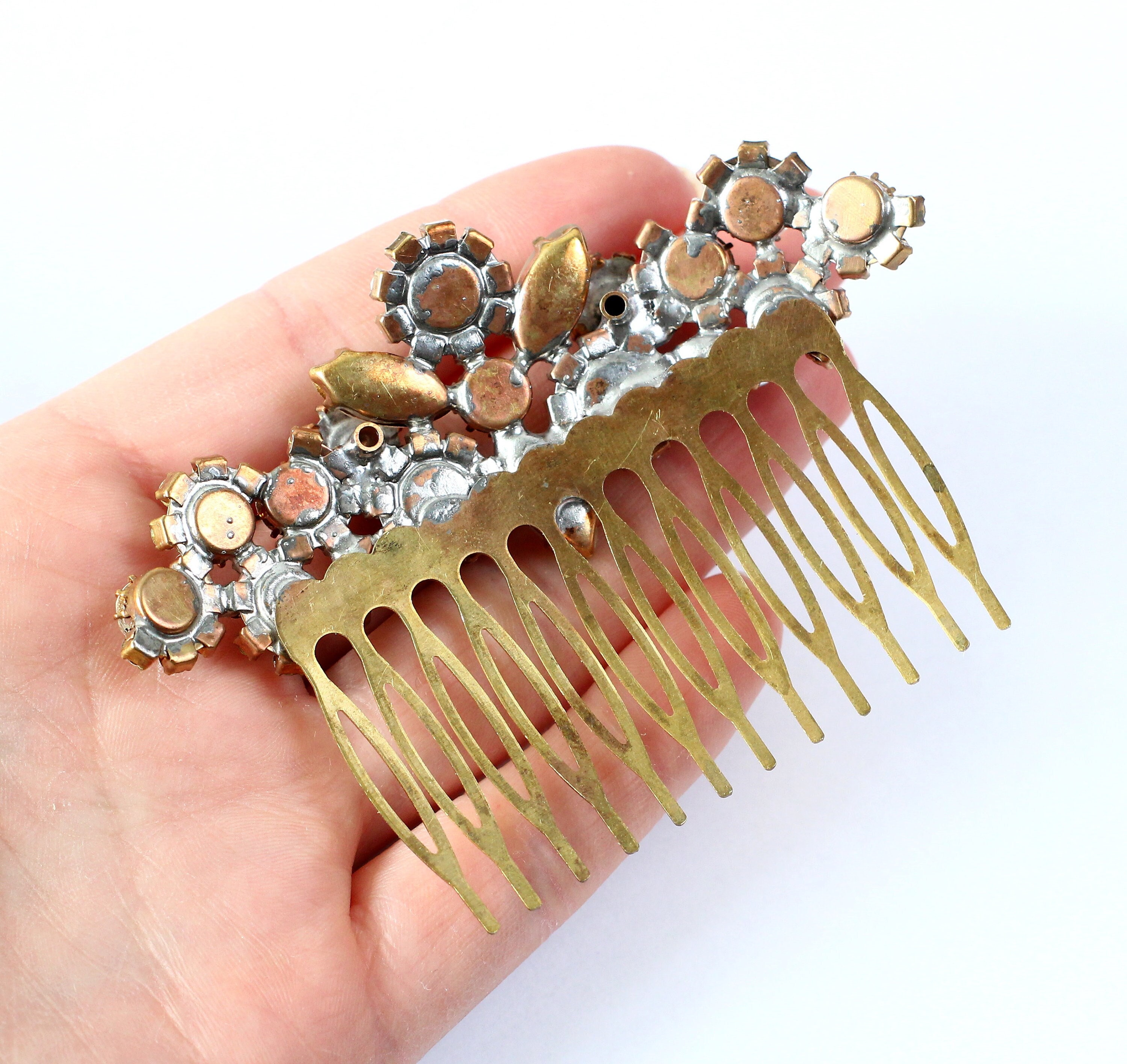Art Nouveau Hair Comb, Bridal Hair Comb, Vintage Rhinestone Hair Comb ...
