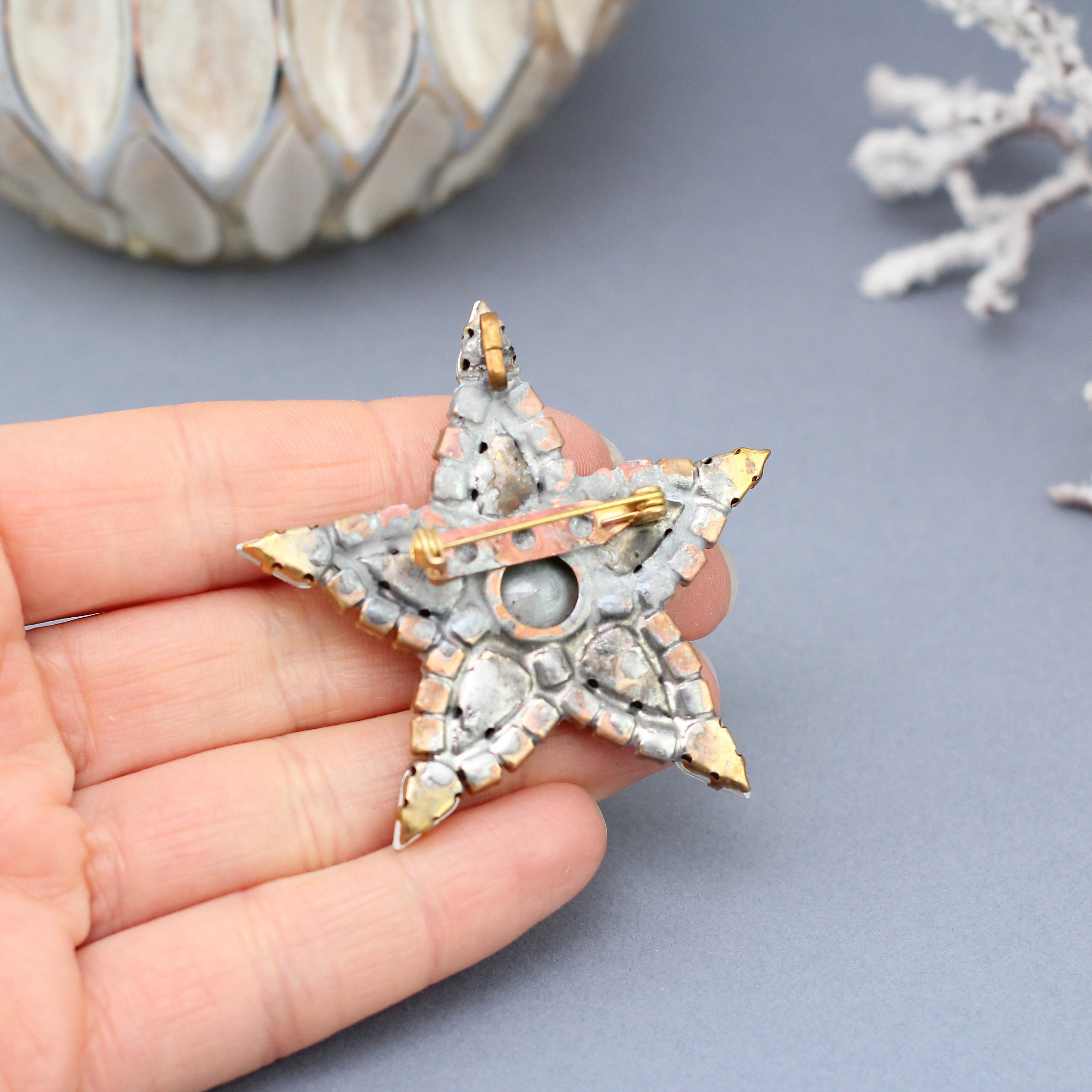 Vintage Large Star Brooch Czech Crystal Brooch Vintage Jewelry Holiday ...