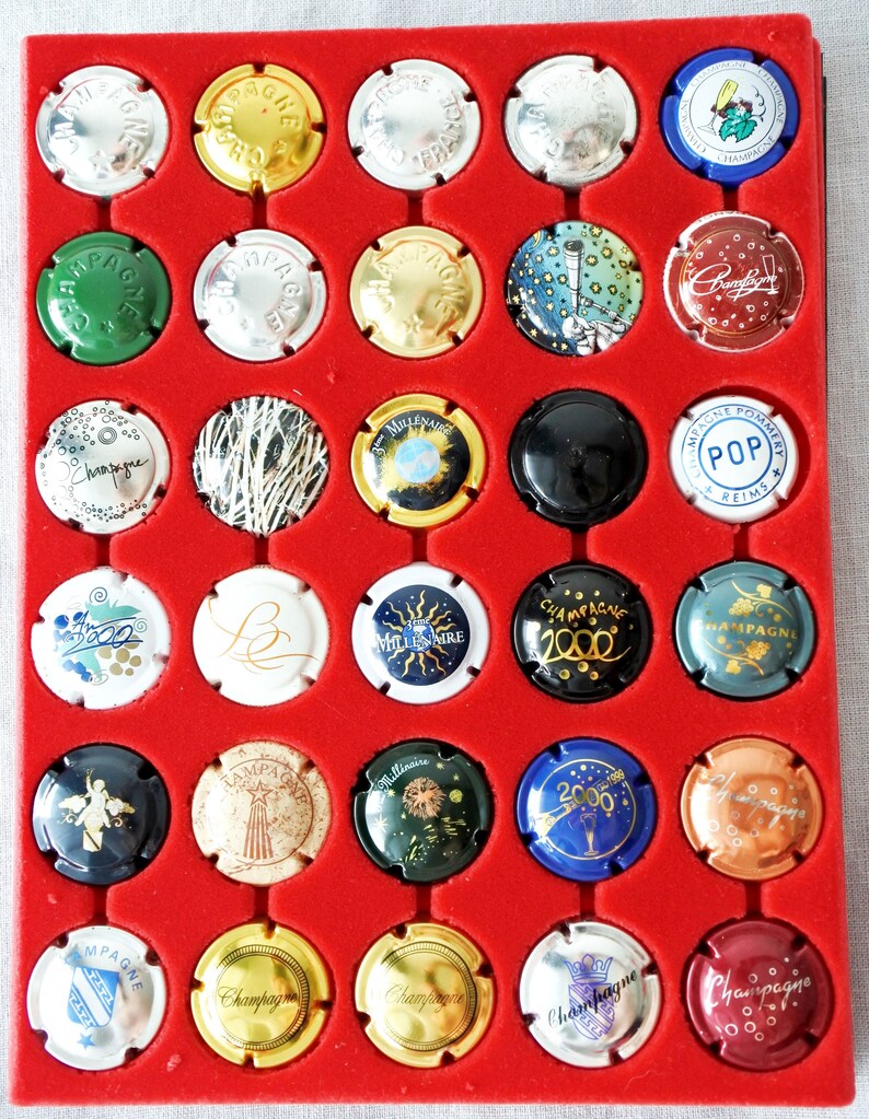 French Champagne Capsules Set of 30 Pcs With Insert Tray, Muselet ...