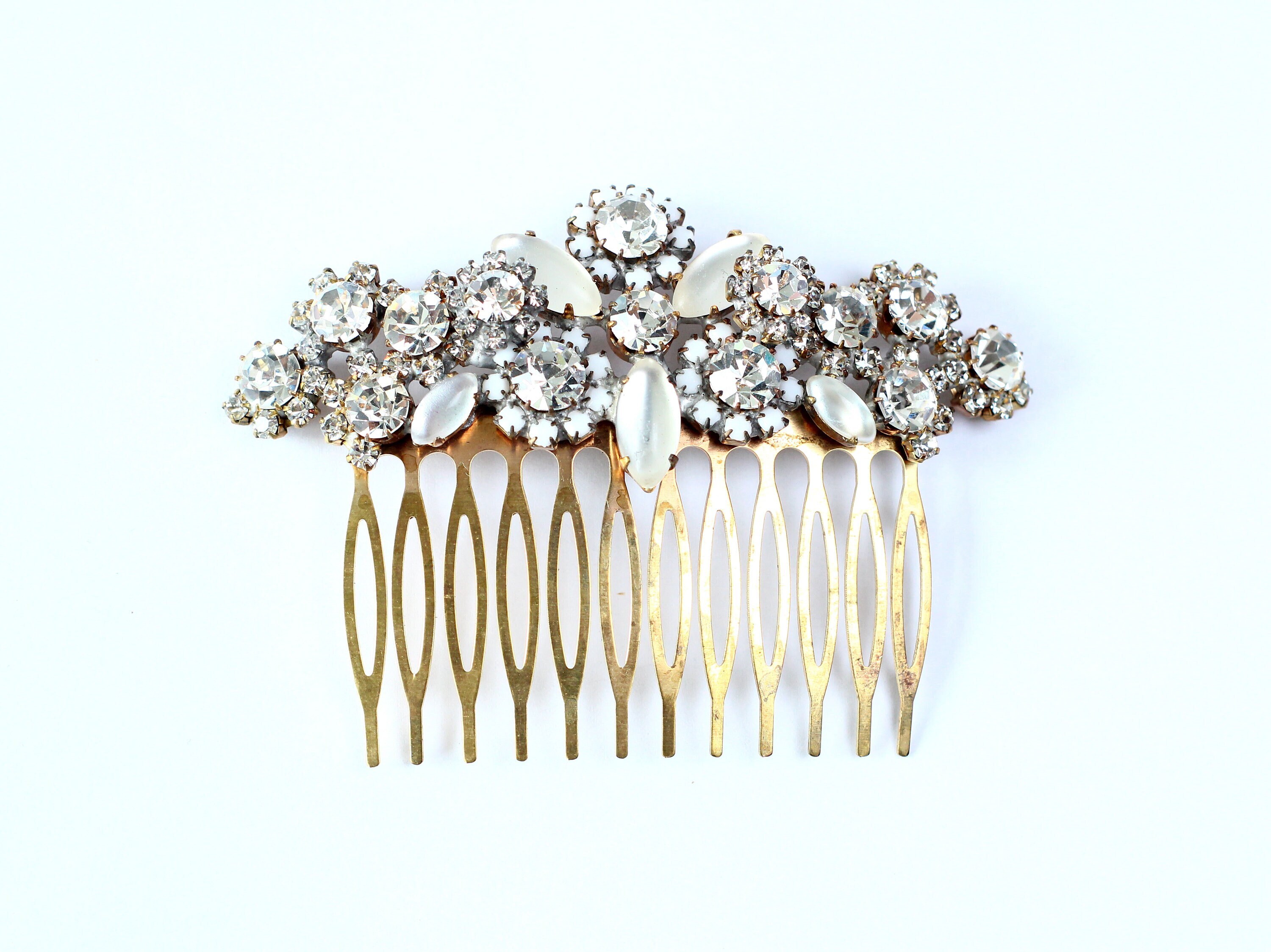 Art Nouveau Hair Comb, Bridal Hair Comb, Vintage Rhinestone Hair Comb ...