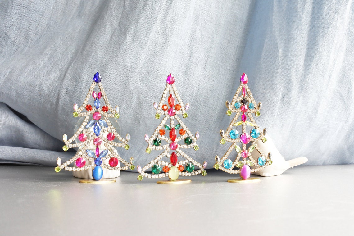 Vintage Tabletop Christmas Tree Rhinestone Christmas Tree Vintage ...