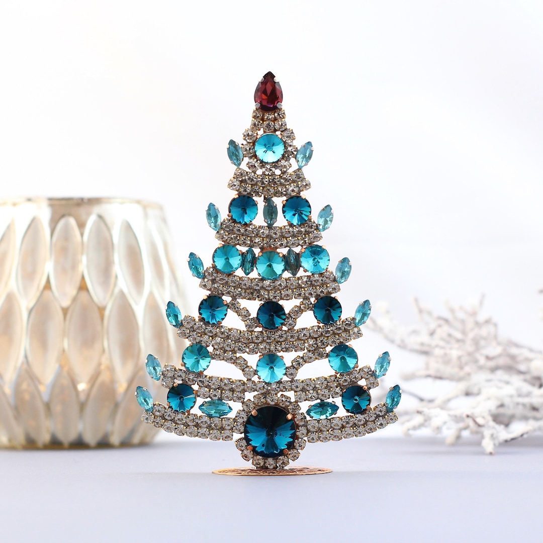 Vintage Rhinestone Table Top Christmas Tree, Vintage Rhinestones ...