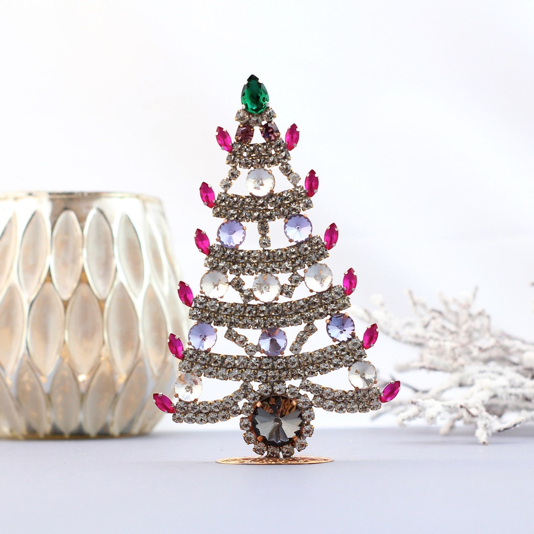 Vintage Rhinestone Table Top Christmas Tree, Vintage Rhinestones ...