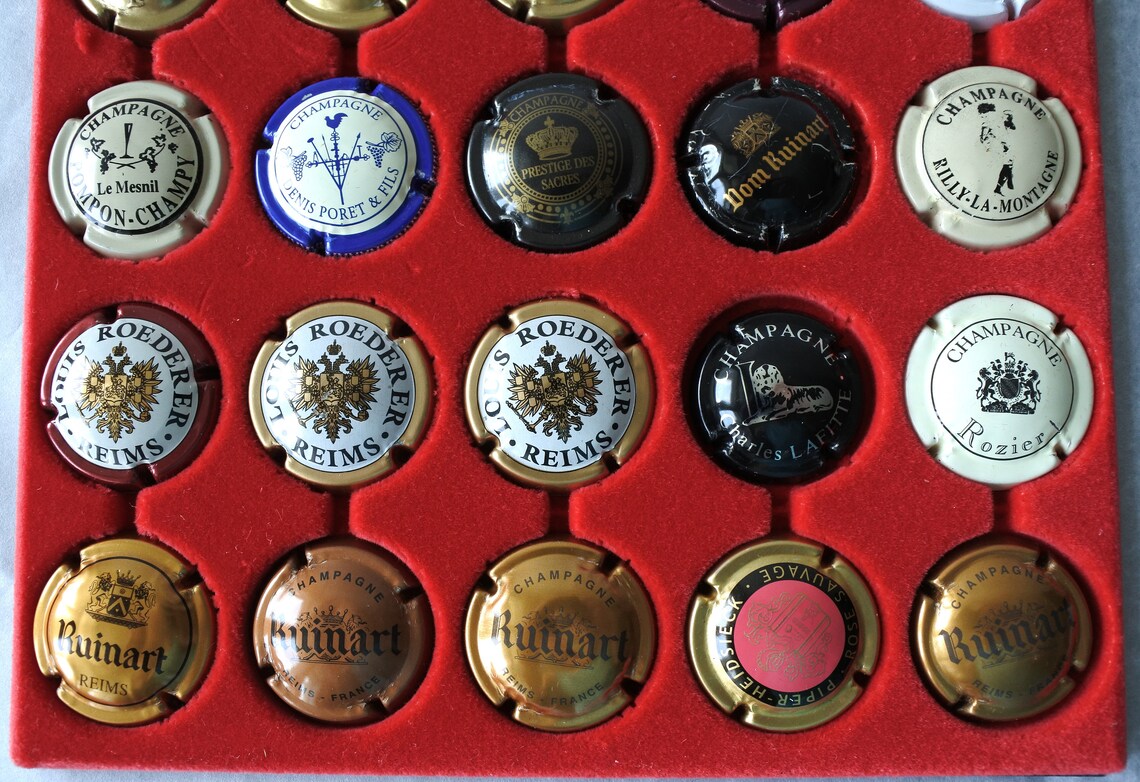 French Champagne Capsules Set of 30 Pcs With Insert Tray, Muselet ...