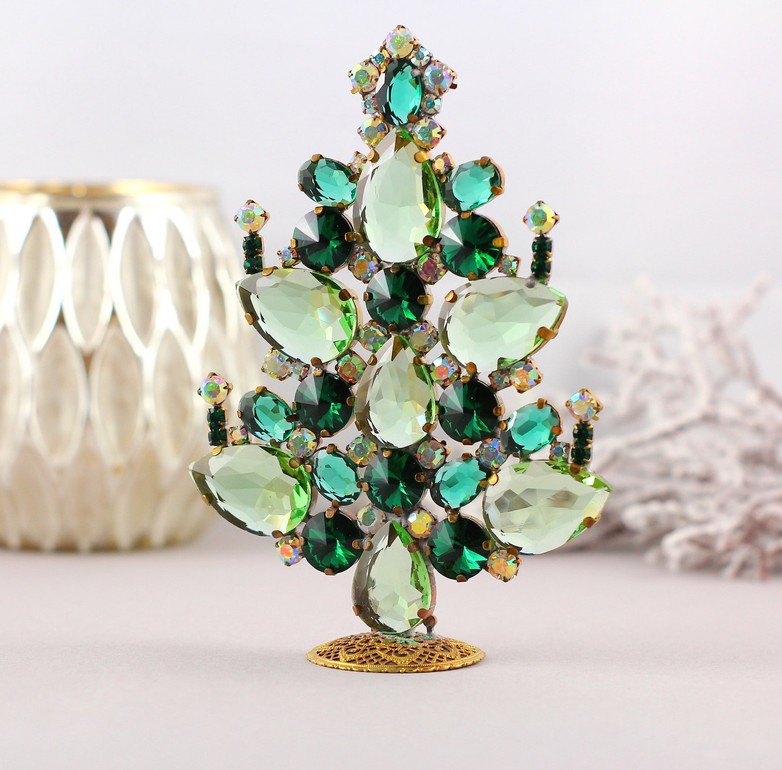 Vintage Rhinestone Table Top Christmas Tree, Vintage Rhinestones ...