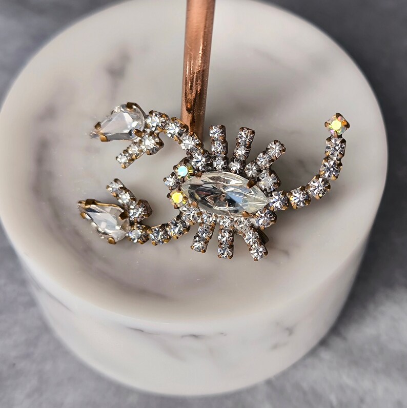 Rhinestone Scorpion Brooch- Vintage Rhinestone Scorpion Pin Czech ...