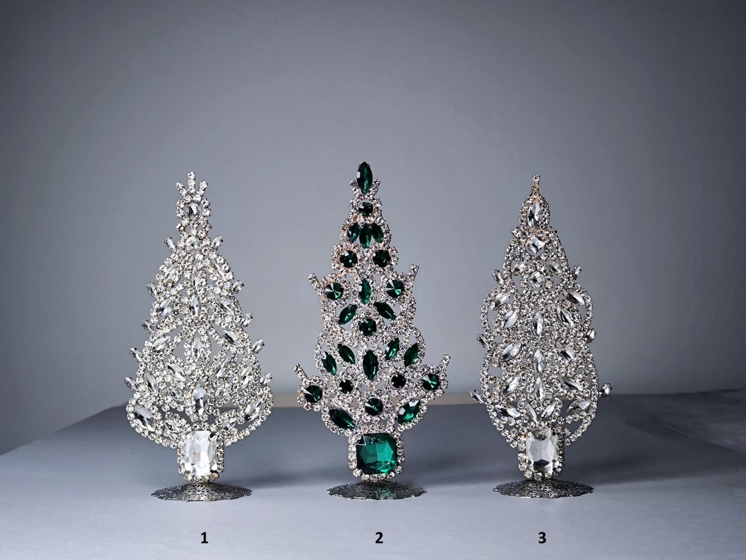 18cm Vintage Czech Rhinestone Christmas Tree Ornament – Jeweled Crystal ...