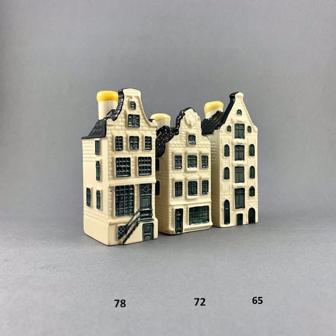 N.72,78,65 KLM Delft Blue Miniature Houses- Authentic Collectible Dutch ...
