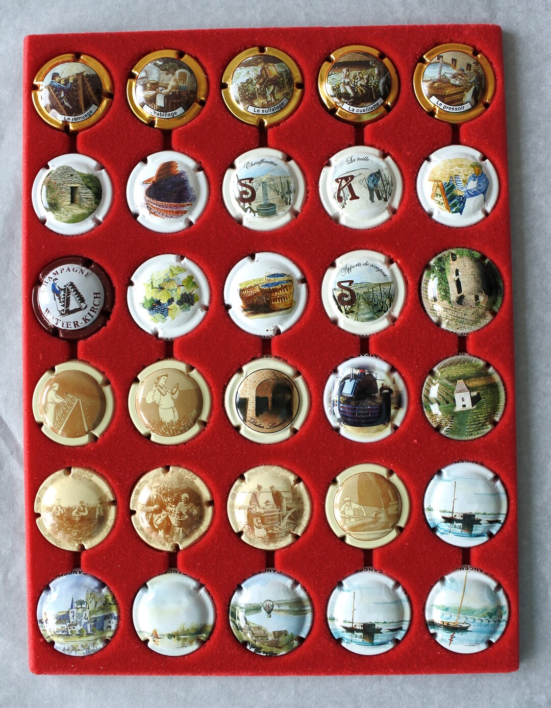 French Champagne Capsules Set of 30 Pcs With Insert Tray, Muselet ...