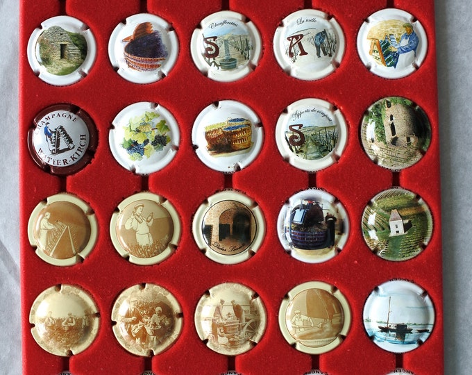 French Champagne Capsules Set of 30 Pcs With Insert Tray, Muselet ...