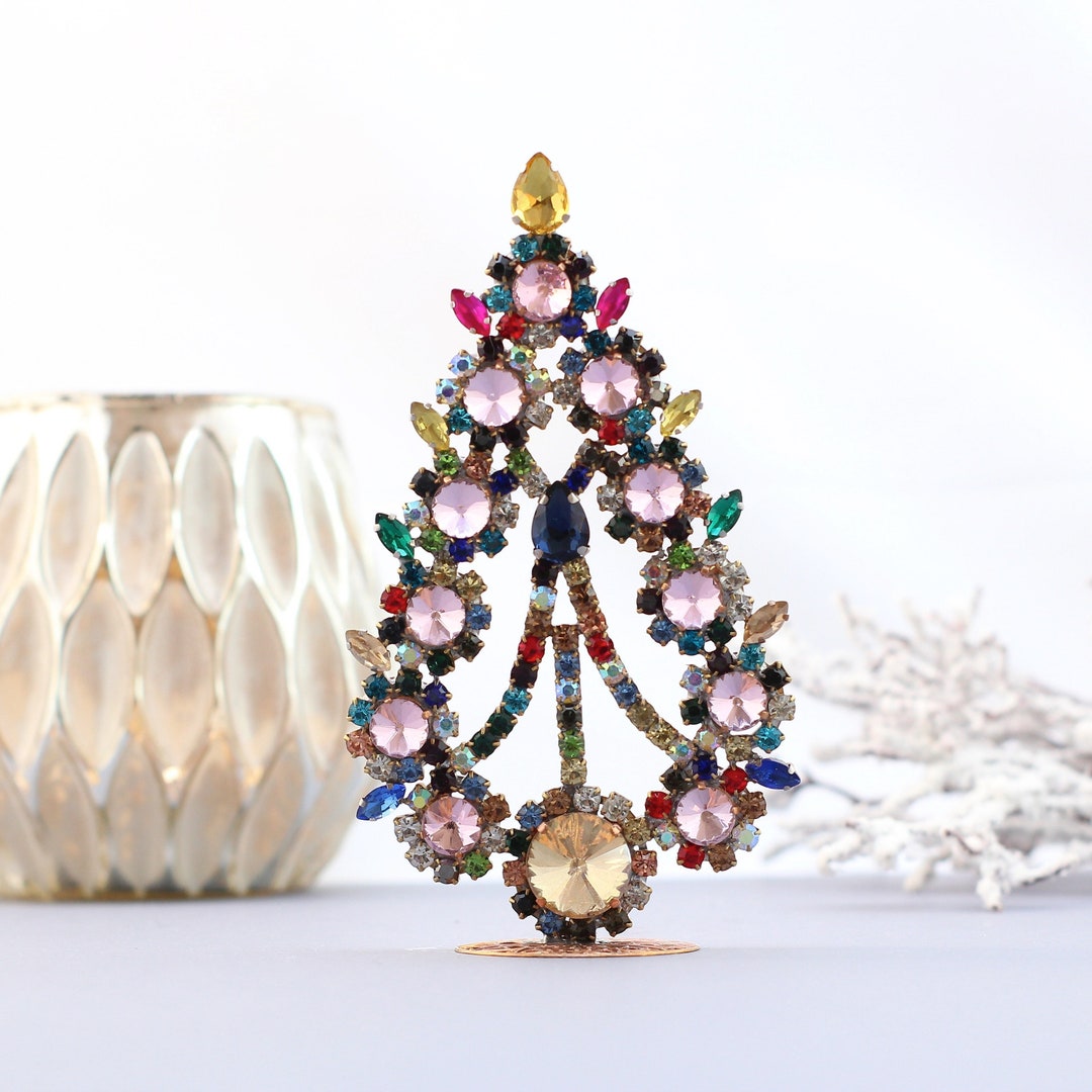 Vintage Rhinestone Table Top Christmas Tree, Vintage Rhinestones ...