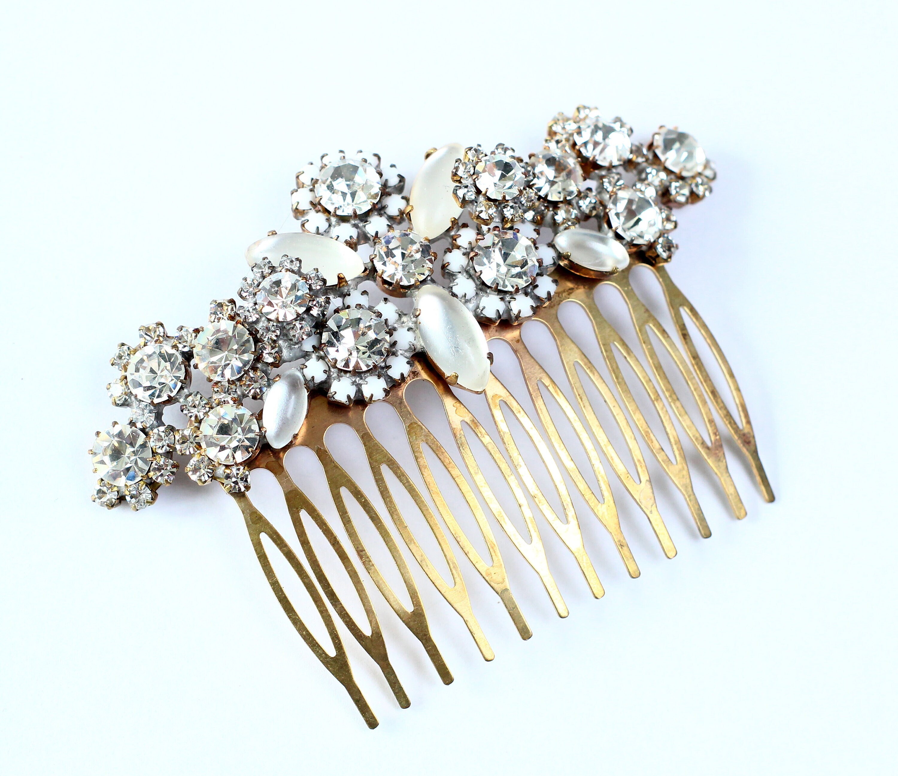 Art Nouveau Hair Comb, Bridal Hair Comb, Vintage Rhinestone Hair Comb ...