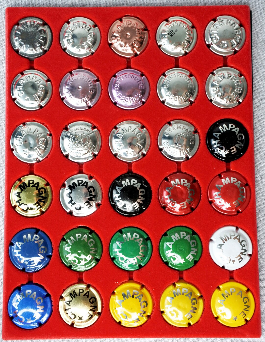 French Champagne Capsules Set of 30 Pcs With Insert Tray, Muselet ...