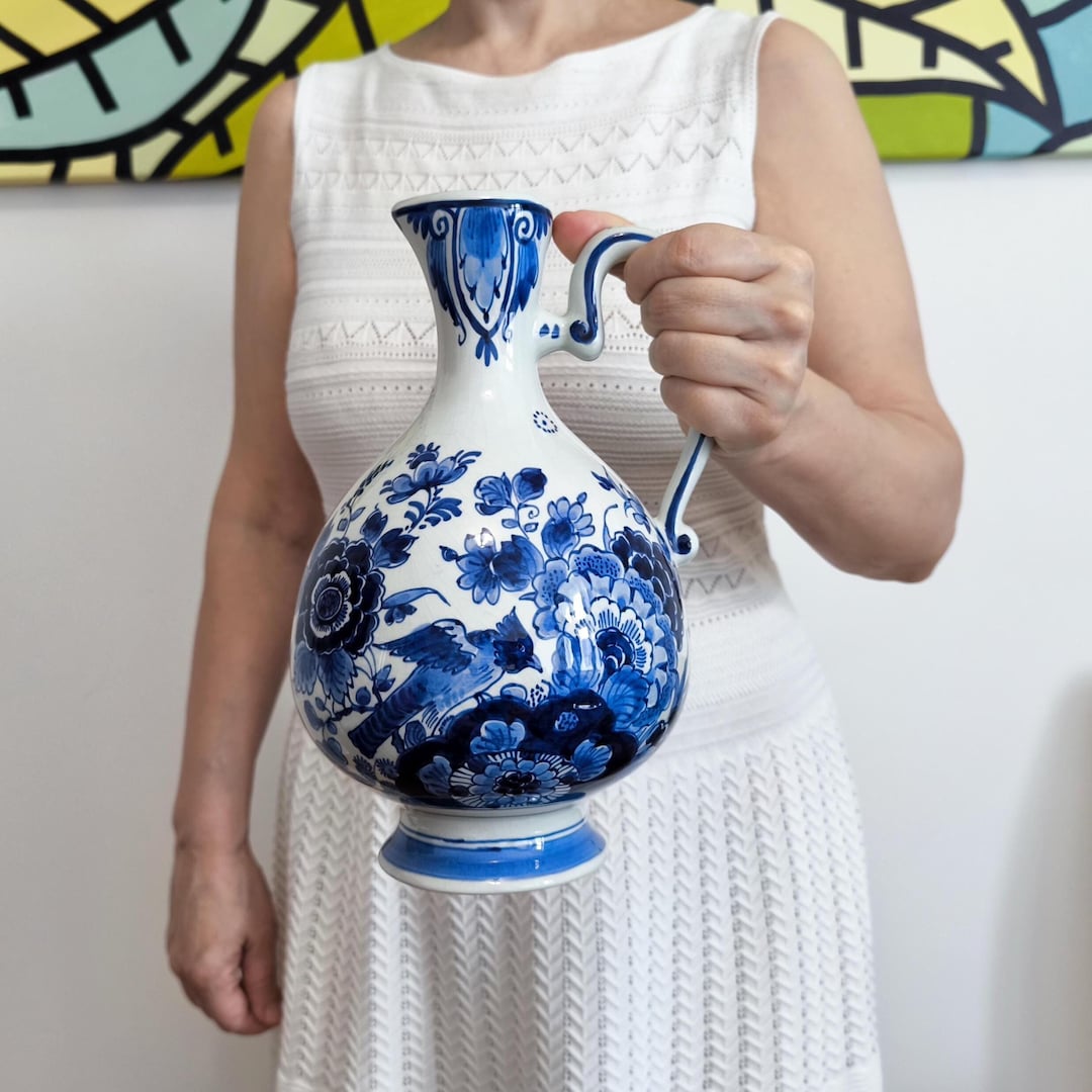 Authentic Royal Delft Jug With Birds and Flowers 1961 Hand Painted ...
