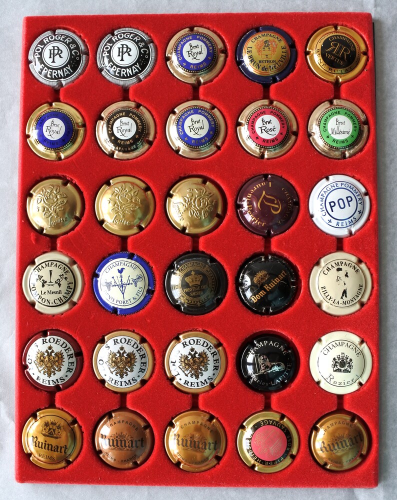 French Champagne Capsules Set of 30 Pcs With Insert Tray, Muselet ...