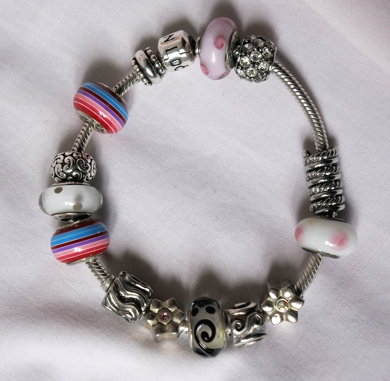 Real Pandora Charm Bracelet- 14 Charms, Pandora Silver Bracelet 925 ...