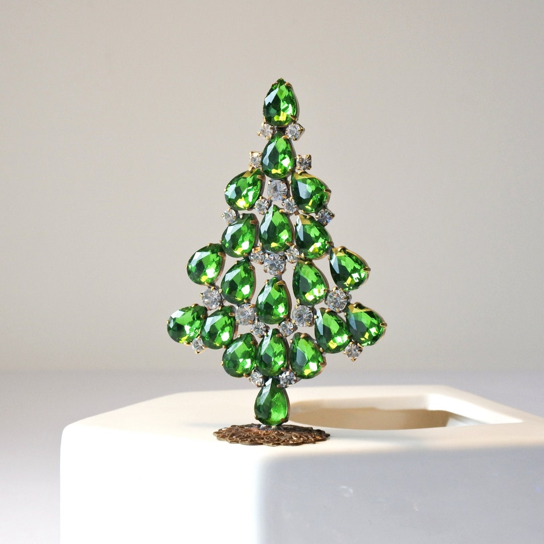 Rhinestone Table Top Vintage Christmas Tree, Jewelry Tree, Czech ...