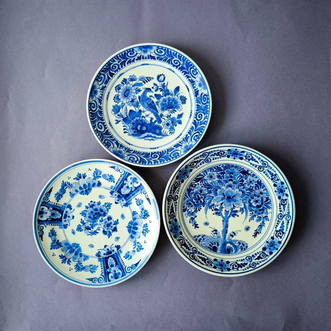 3 Authentic Royal Delft Hand Painted Decorative Plates - Traditional ...