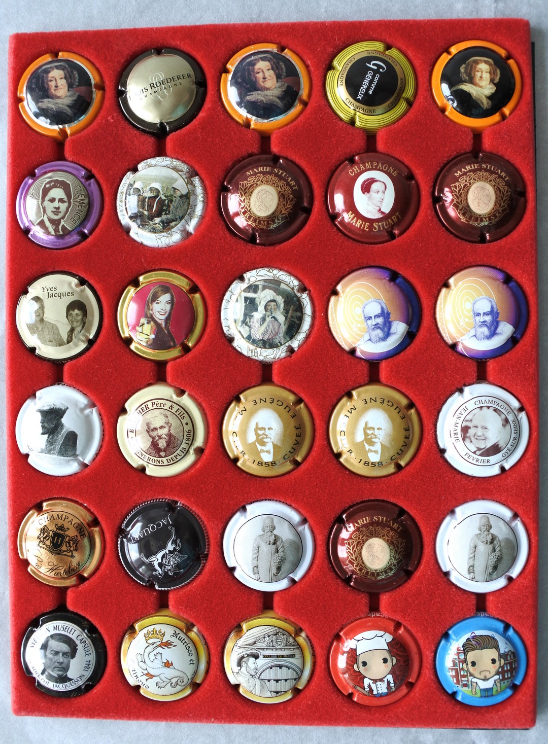 French Champagne Capsules Set of 30 Pcs With Insert Tray, Muselet ...