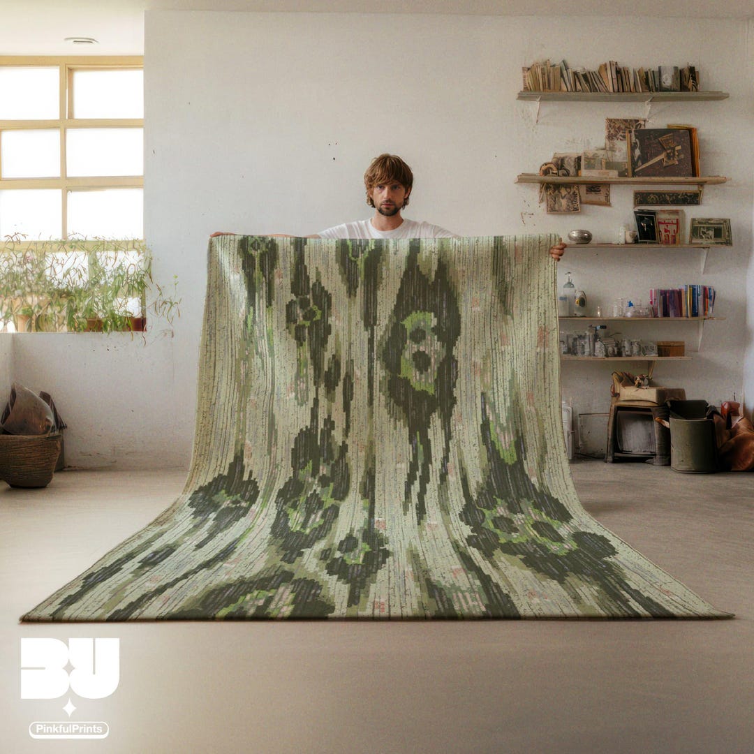 Sage Green Leopard Area Rug 8x10, 9x12 Maximalist Aesthetic Dopamine ...