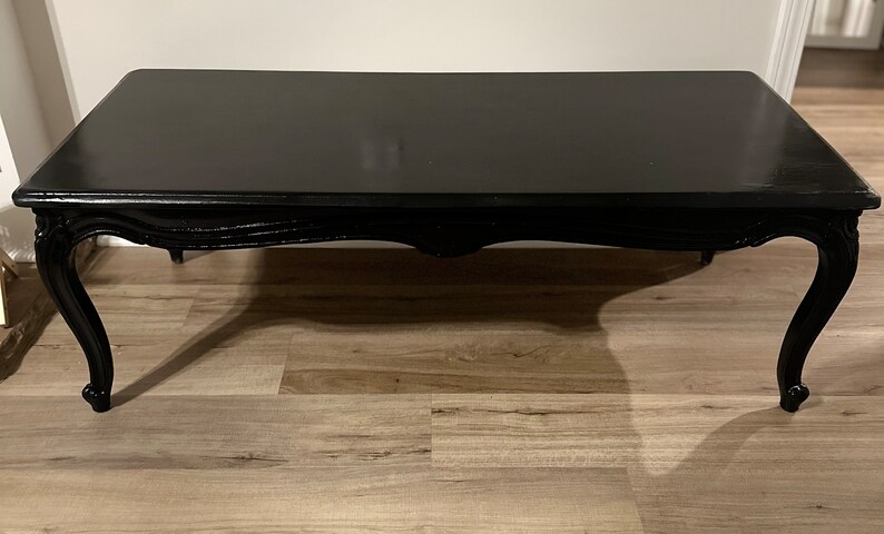 Solid Wood Black Rectangle Coffee Table - Etsy