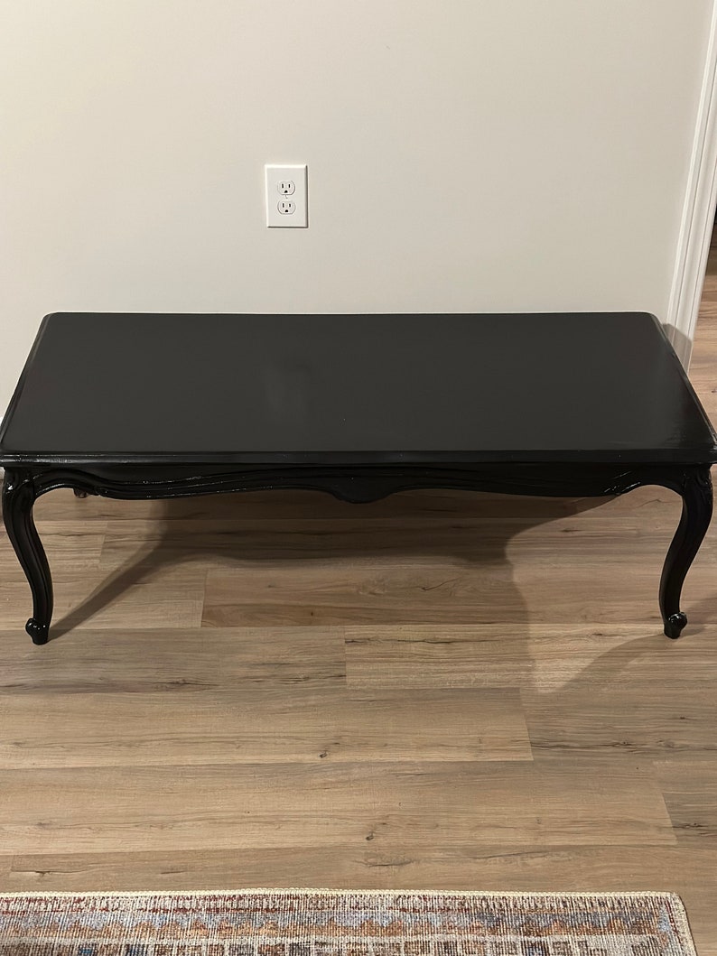 Solid Wood Black Rectangle Coffee Table - Etsy