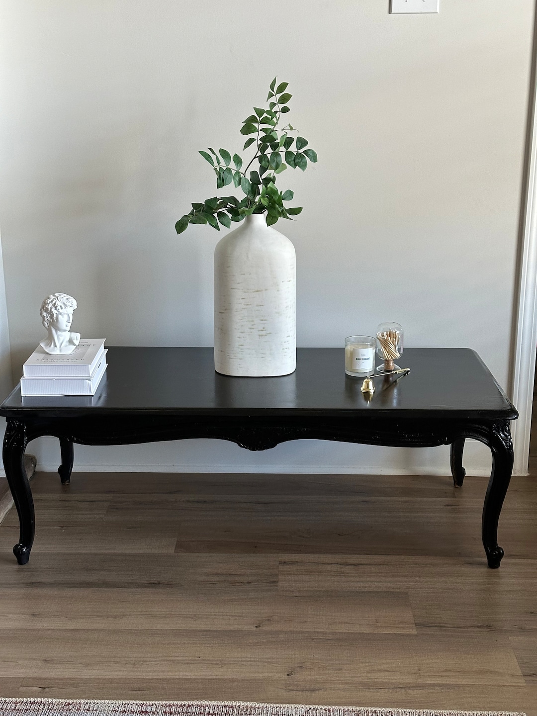 Solid Wood Black Rectangle Coffee Table - Etsy