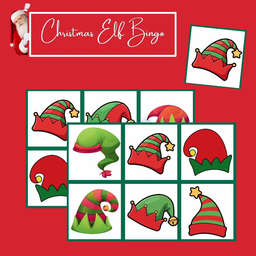Christmas Elf Hat Bingo Game, Printable Family Fun (PDF) - Etsy