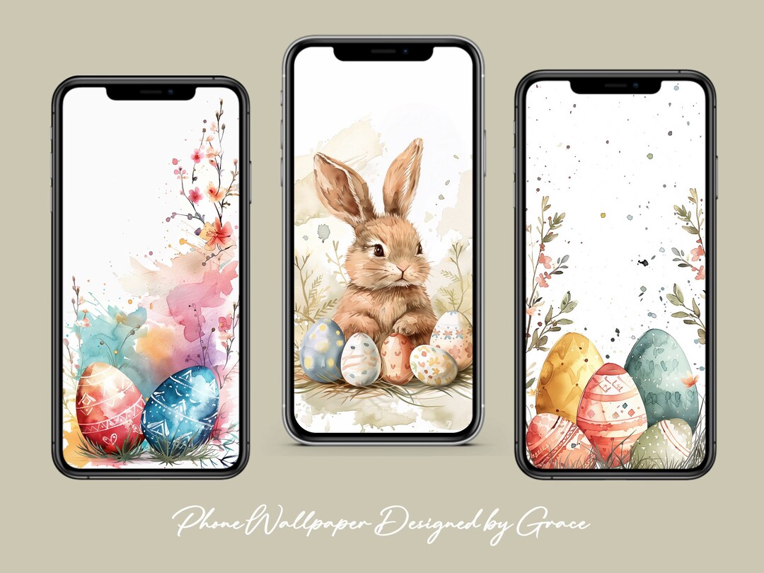 Easter Phone Wallpapers | Set of 3 | Easter Eggs and Rabbit | High ...