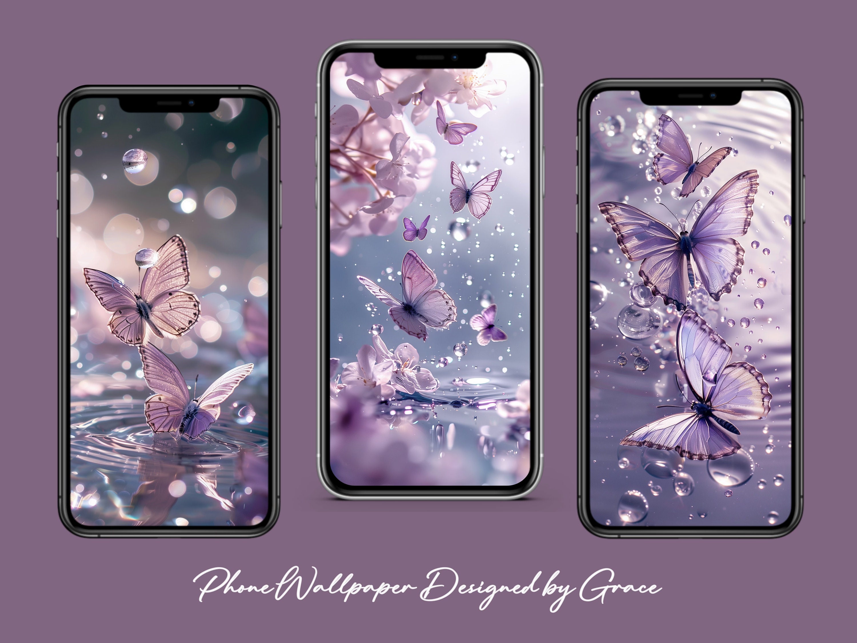 Purple Butterfly Phone Wallpapers | Set of 3 | Gorgeous Design | High ...