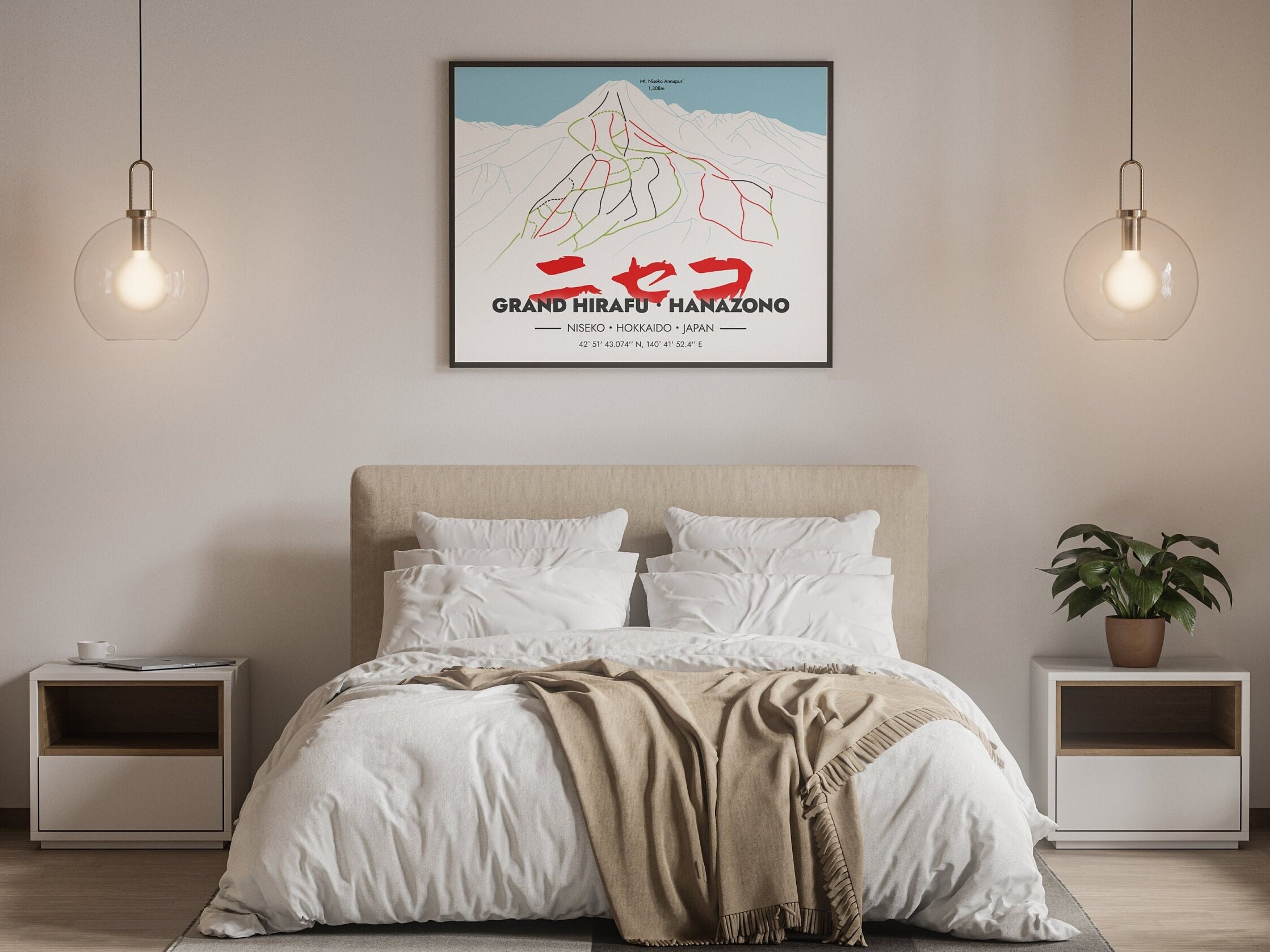 Niseko Grand Hirafu Hanazono Ski Resort Trail Map Poster, Travel Japan ...