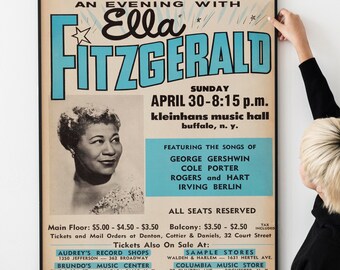 Chick Webb and Ella Fitzgerald Swing Band Jazz Concert Poster Print ...