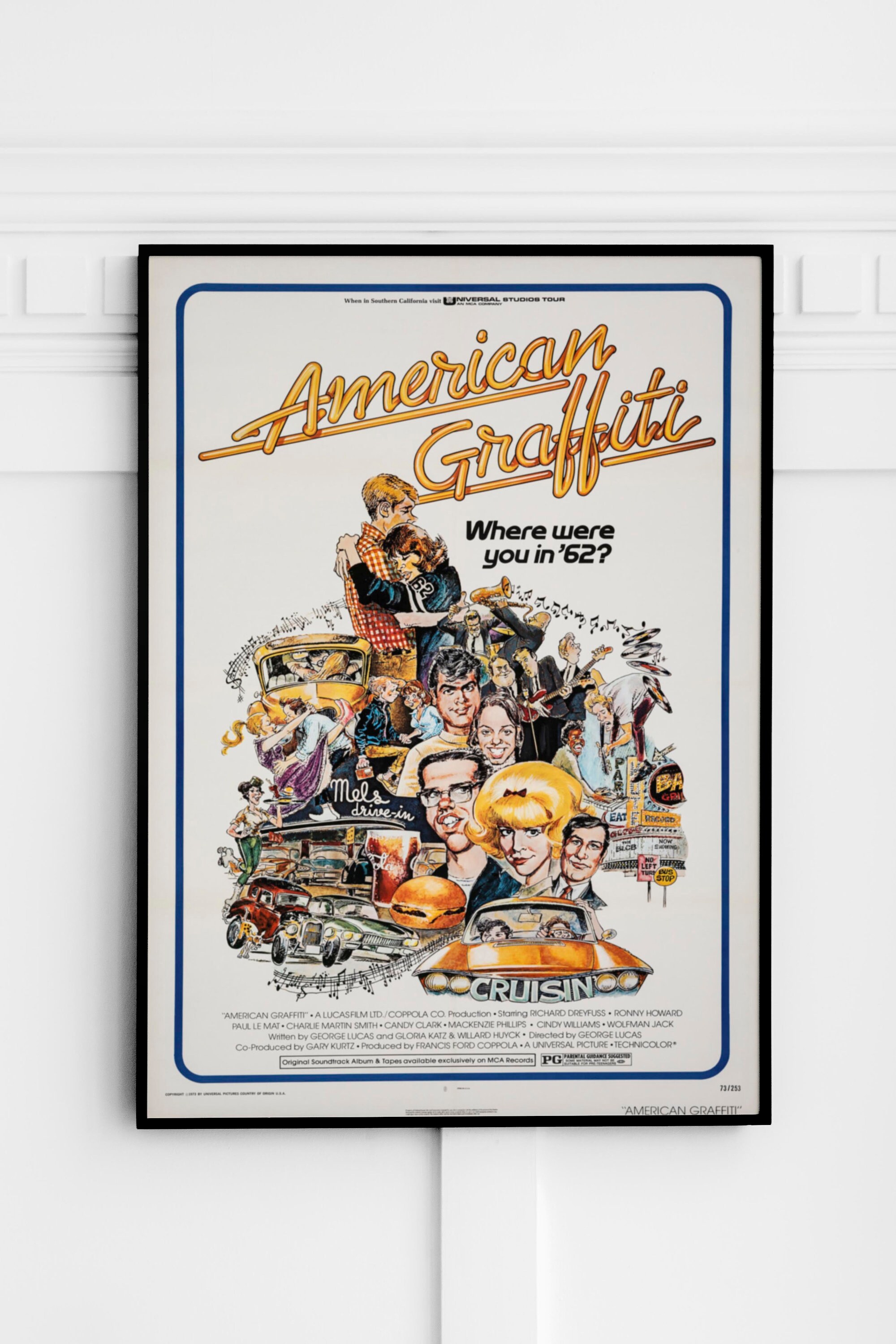 24x36 American Graffiti 1973 Vintage Movie Poster FRAMED and UNFRAMED ...
