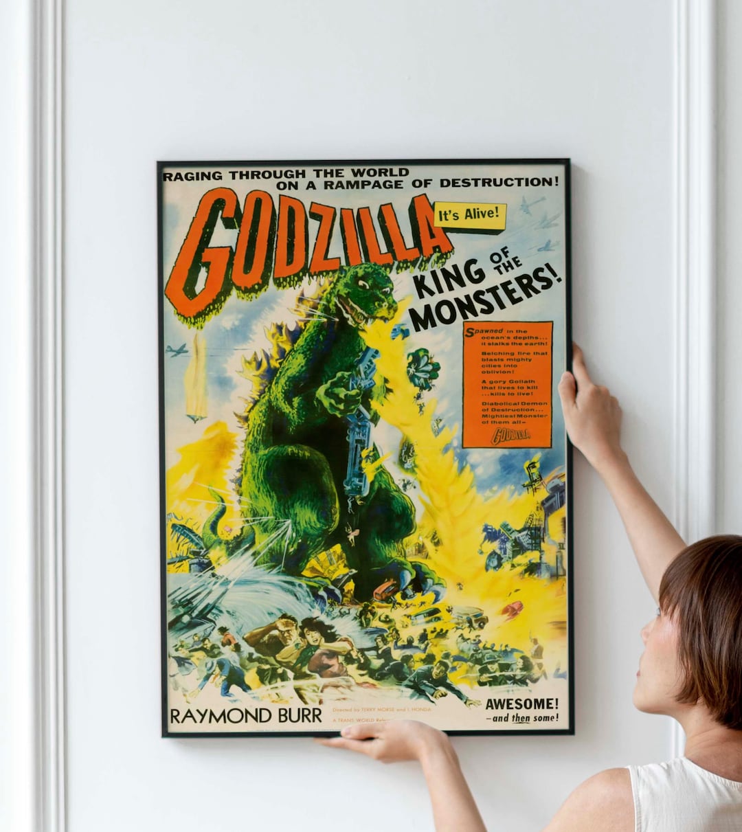 50s Japanese Monster Film Poster Vintage Sci-fi Creature Art Print ...