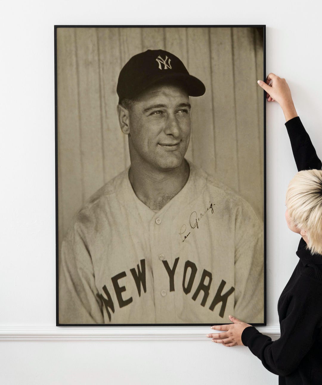 Classic Baseball Art Print – 1930s Yankees Wall Decor, Retro Lou Gehrig ...