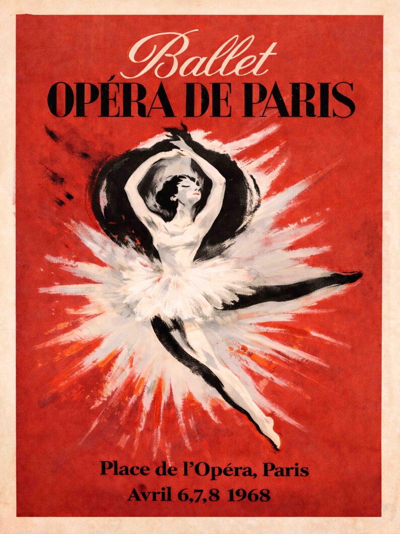 Vintage French Paris Ballet Poster Classic Ballerina Dance Print PRINTABLE DOWNLOAD - Etsy