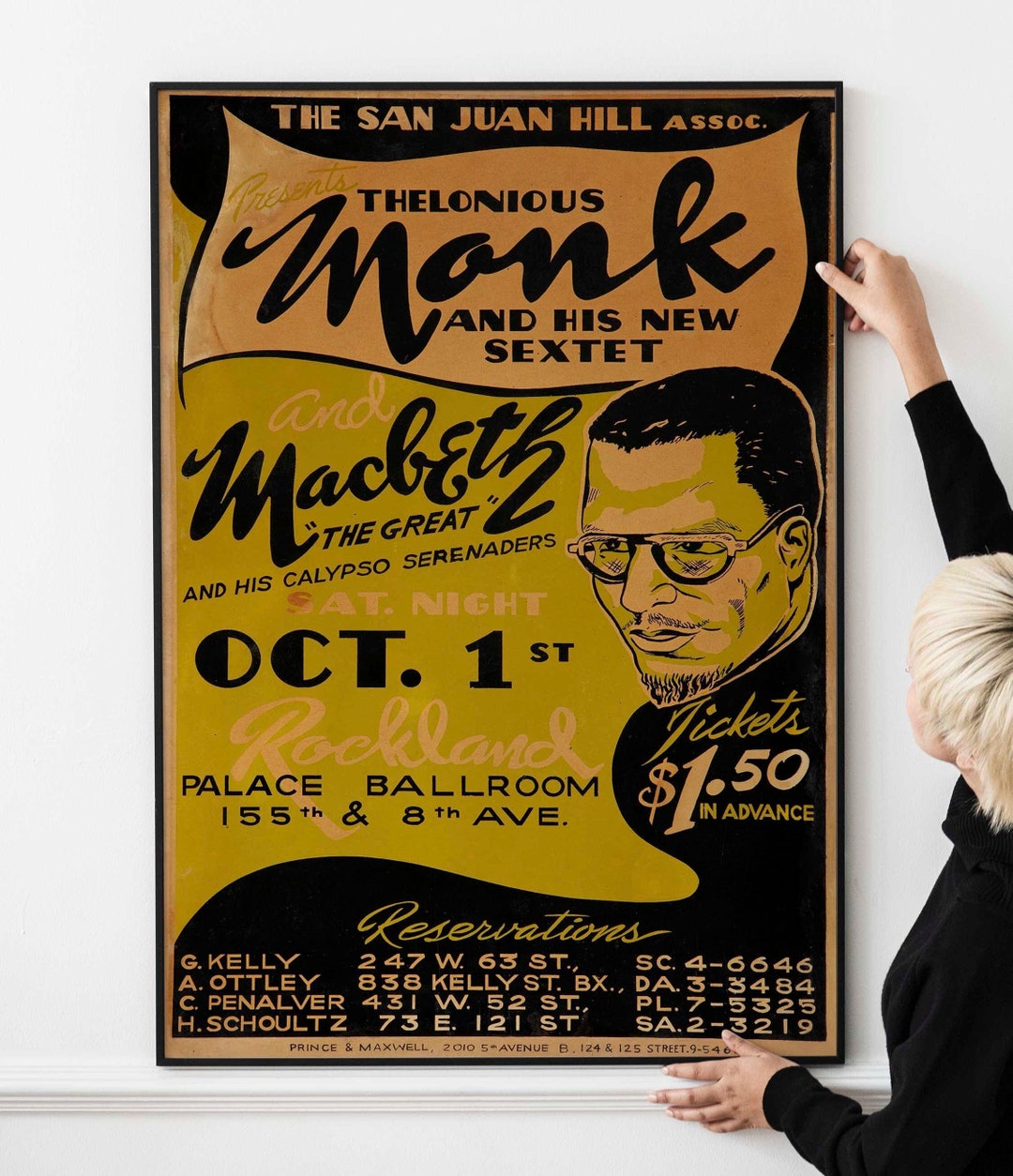 24x36 Thelonious Monk 1949 Harlem, New York Big Concert Poster - Etsy