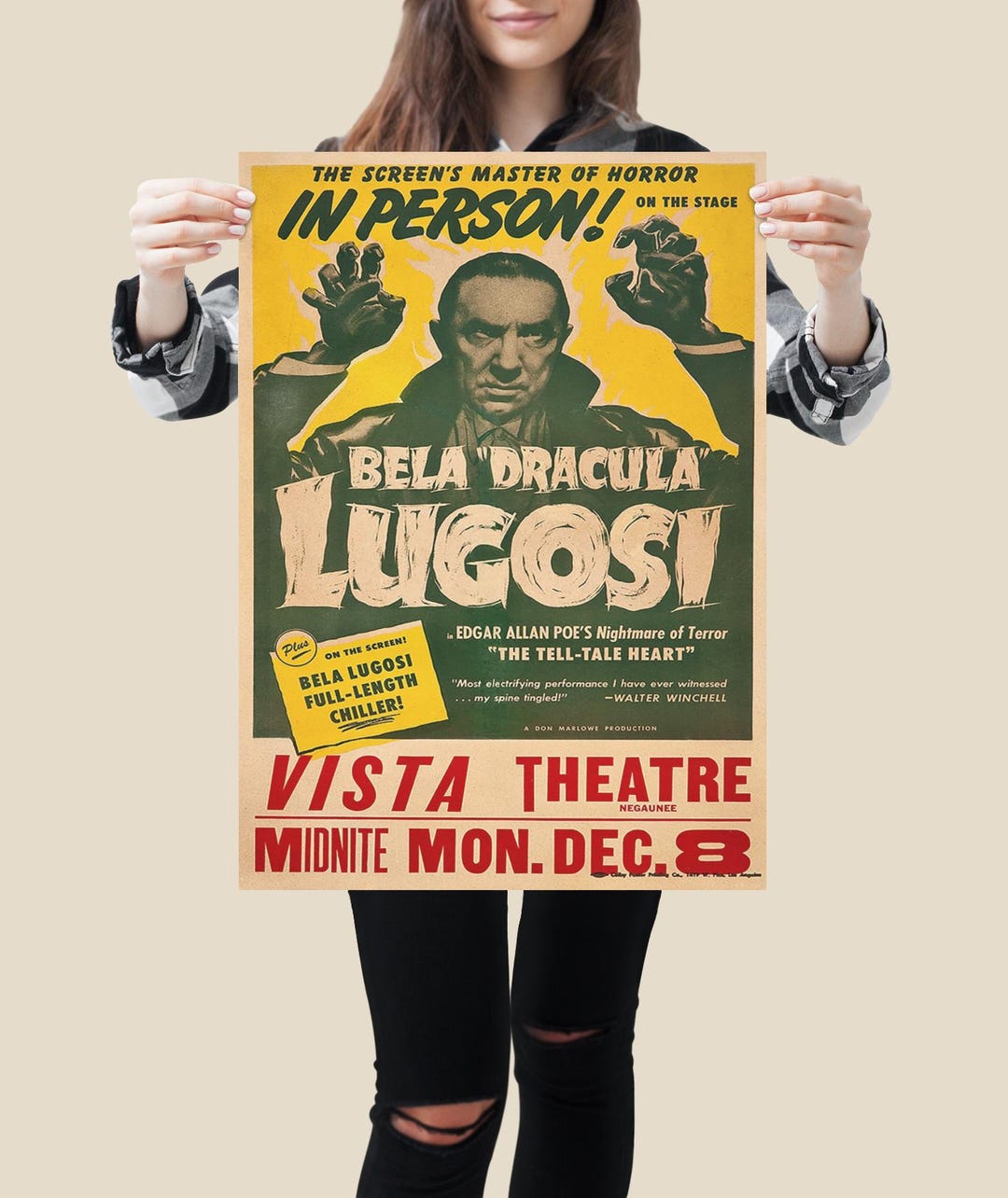 Vintage Horror Stage Poster – Classic Gothic Theatre Print, Retro ...