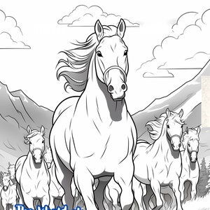 group of horses coloring pages